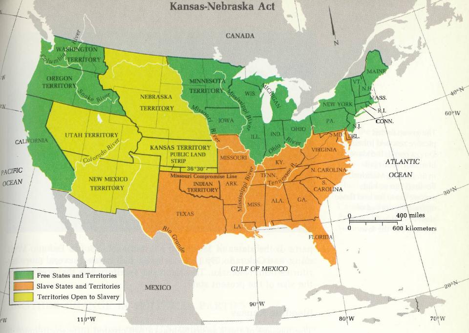 Kansas Nebraska Act Map The Kansas Nebraska Act And Its Impact On The